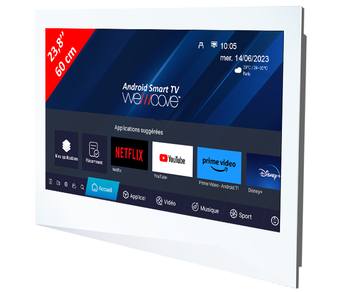 Smart TV White Built-in for Kitchen 60 cm (23,8") - WEMOOVE TV