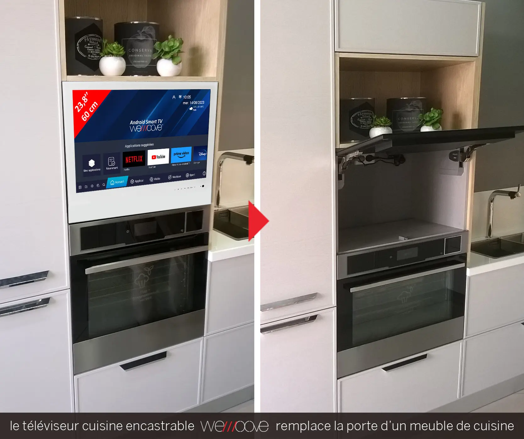 Smart TV White Built-in for Kitchen 60 cm (23,8") - WEMOOVE TV